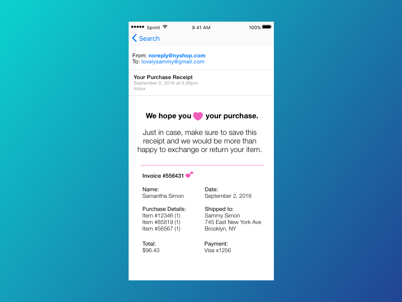 Email Receipt by Yasmine El Garhi on Dribbble