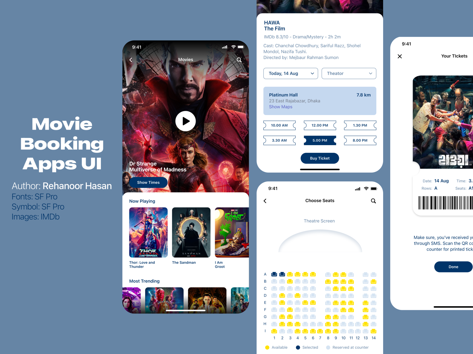Movie Booking Apps UI by Rehanoor Hasan Rashed on Dribbble