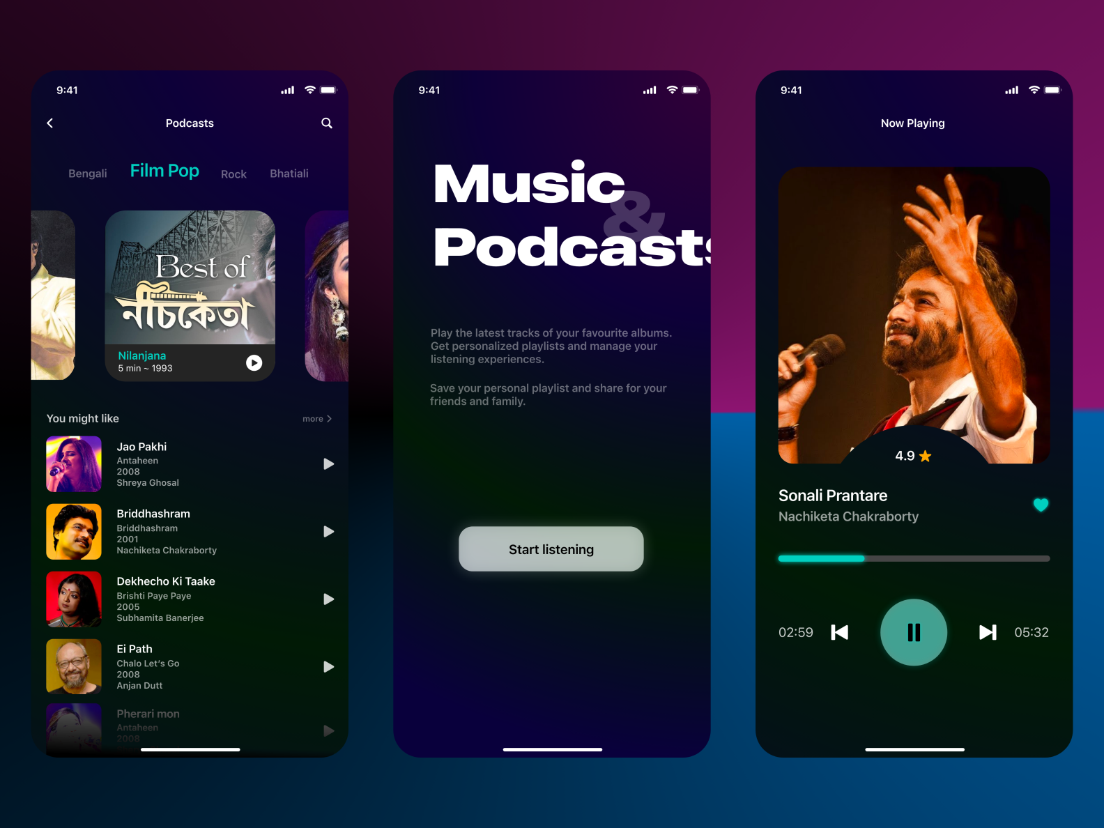 Music & Podcasts App by Rehanoor Hasan Rashed on Dribbble