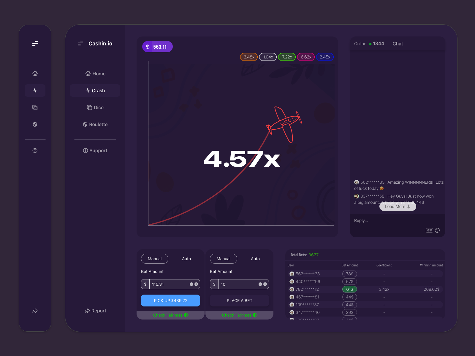 CashIN.io | A fast Crash Game UI by Rehanoor Hasan Rashed on Dribbble