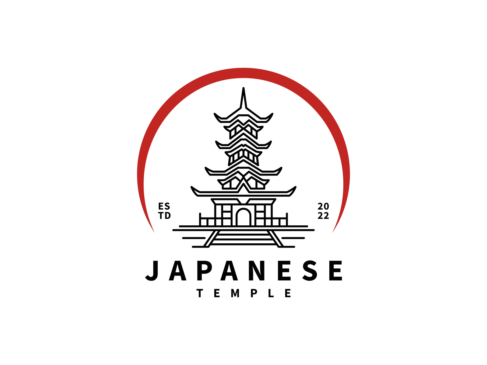 Japanese temple vector icon illustration logo design by vexperlogo on ...