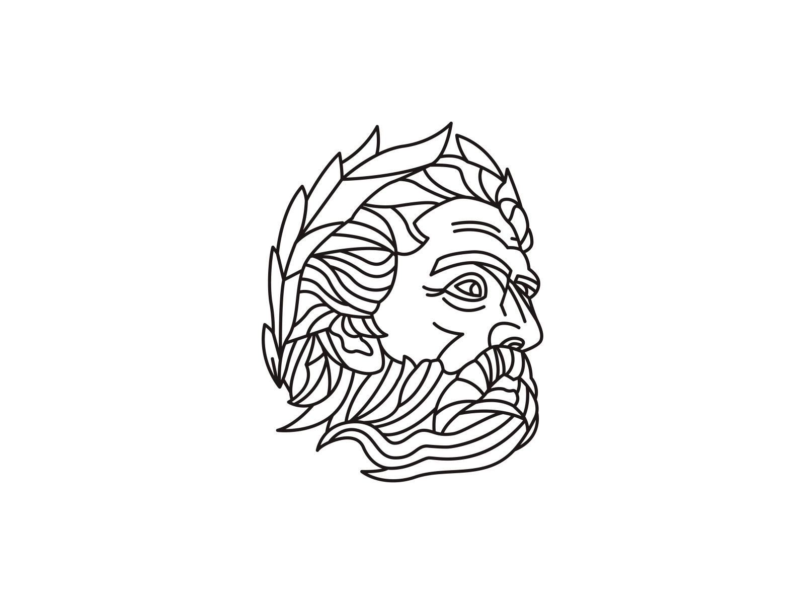 Greek god logo design with line art style vector illustration by ...