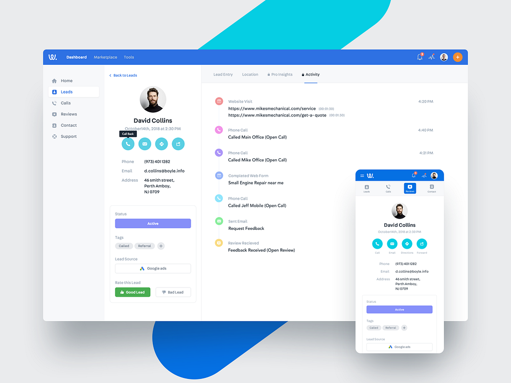 Lead Profile by Stead on Dribbble