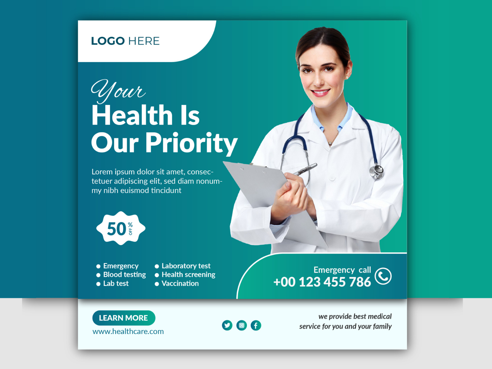 Medical healthcare flyer social media post web promotion banner by ...