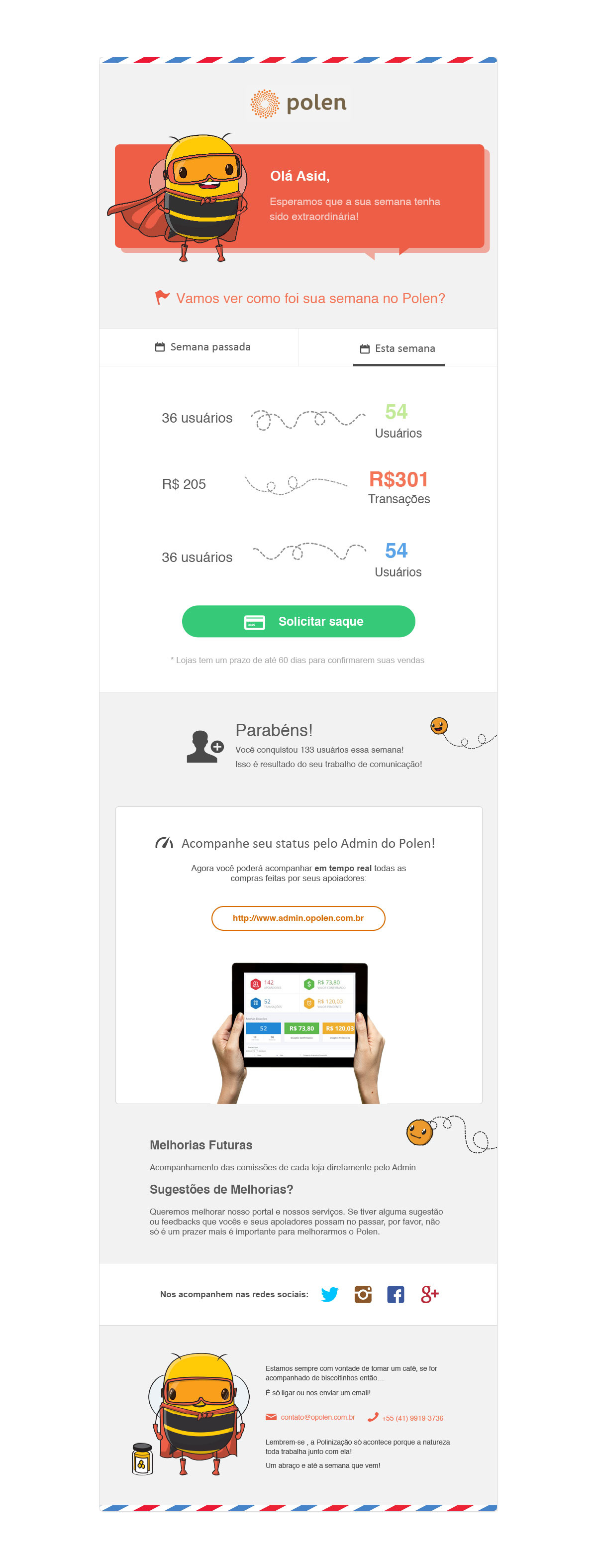 Weekly report mail - design and front-end by Vini Diascanio on Dribbble