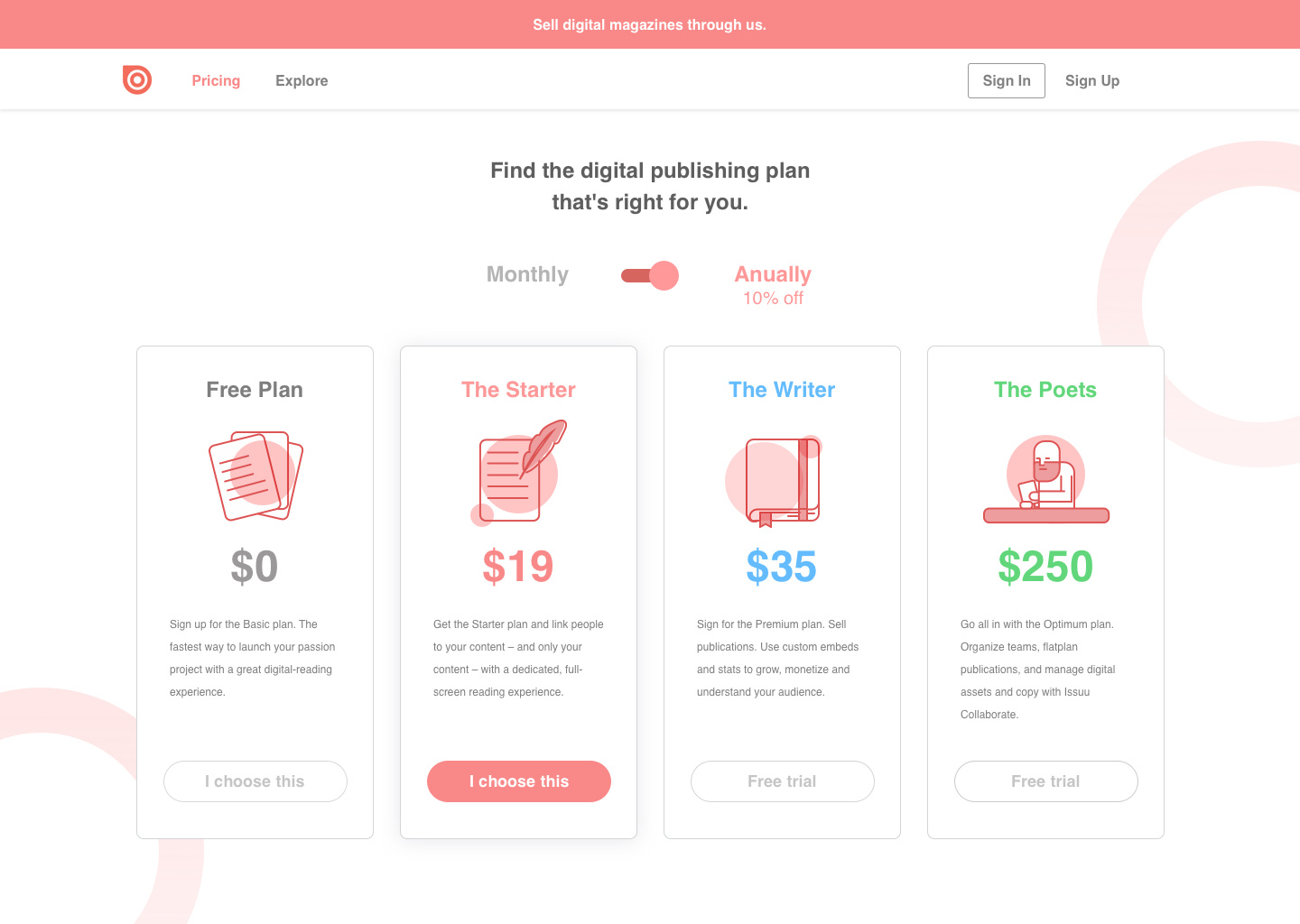 Pricing Page - Issuu Exploration by Broto Seno on Dribbble