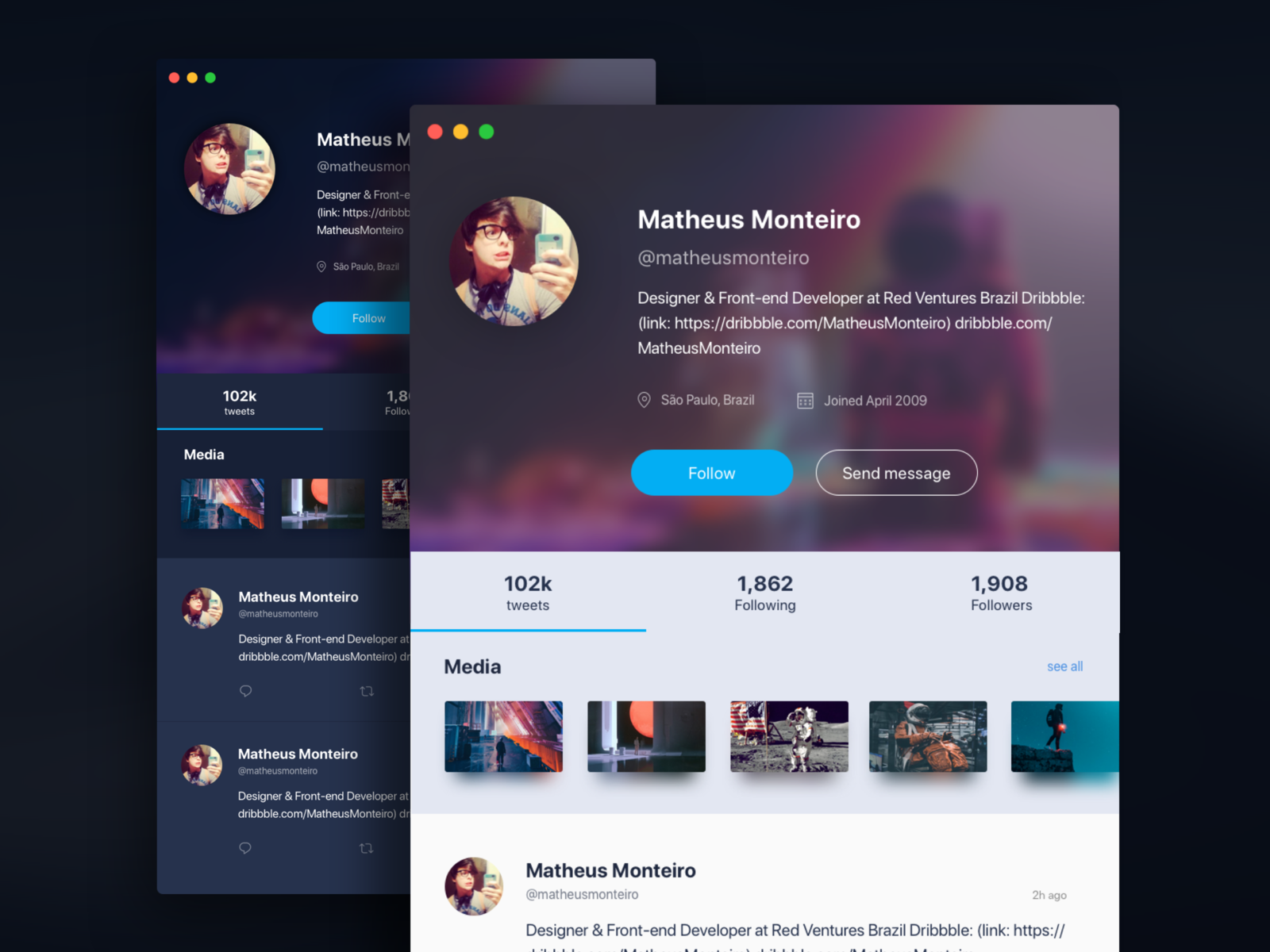 Twitter profile by Matheus on Dribbble