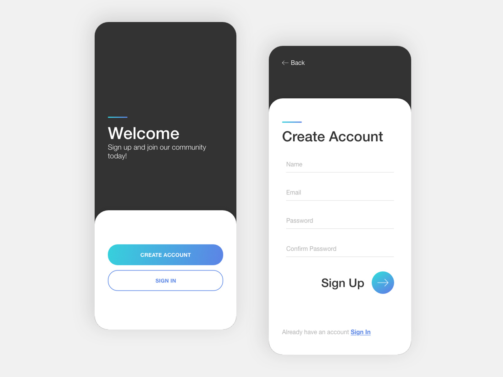 Sign Up / Sign In by Aidan Hancock on Dribbble