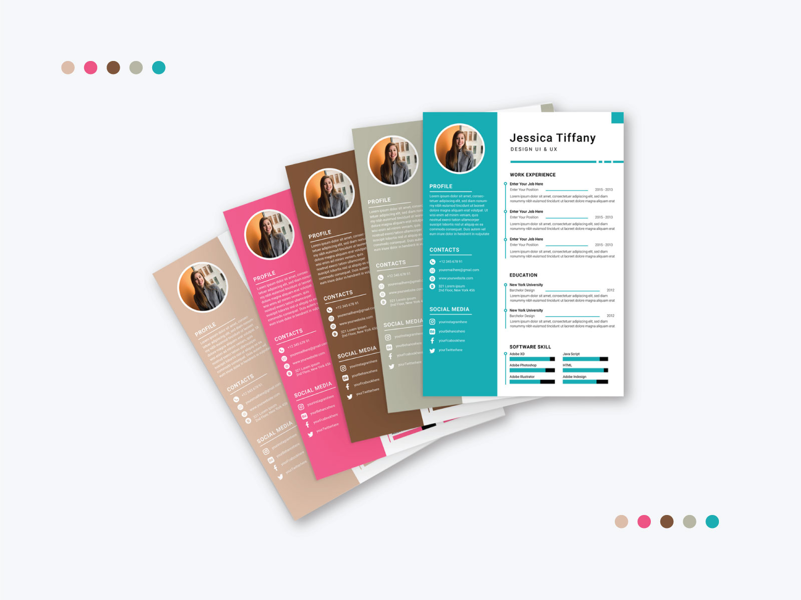 Dribbble - Resume-template-5-color.jpg by hyber studio