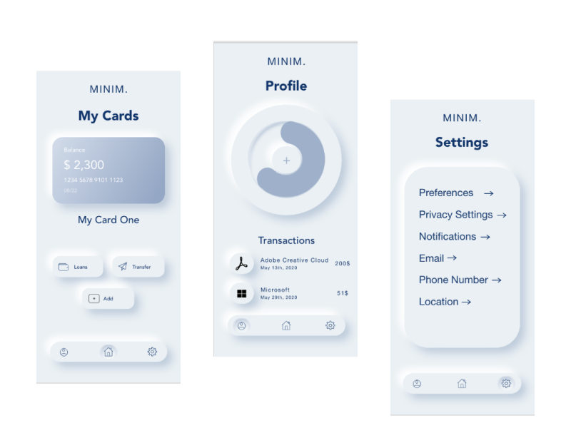 Minim - Banking App - Home by Sruthi Vallabhajosyula on Dribbble