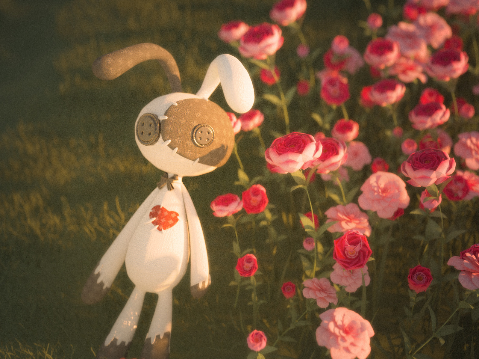 Rabbit and rose by 碳素反应 on Dribbble