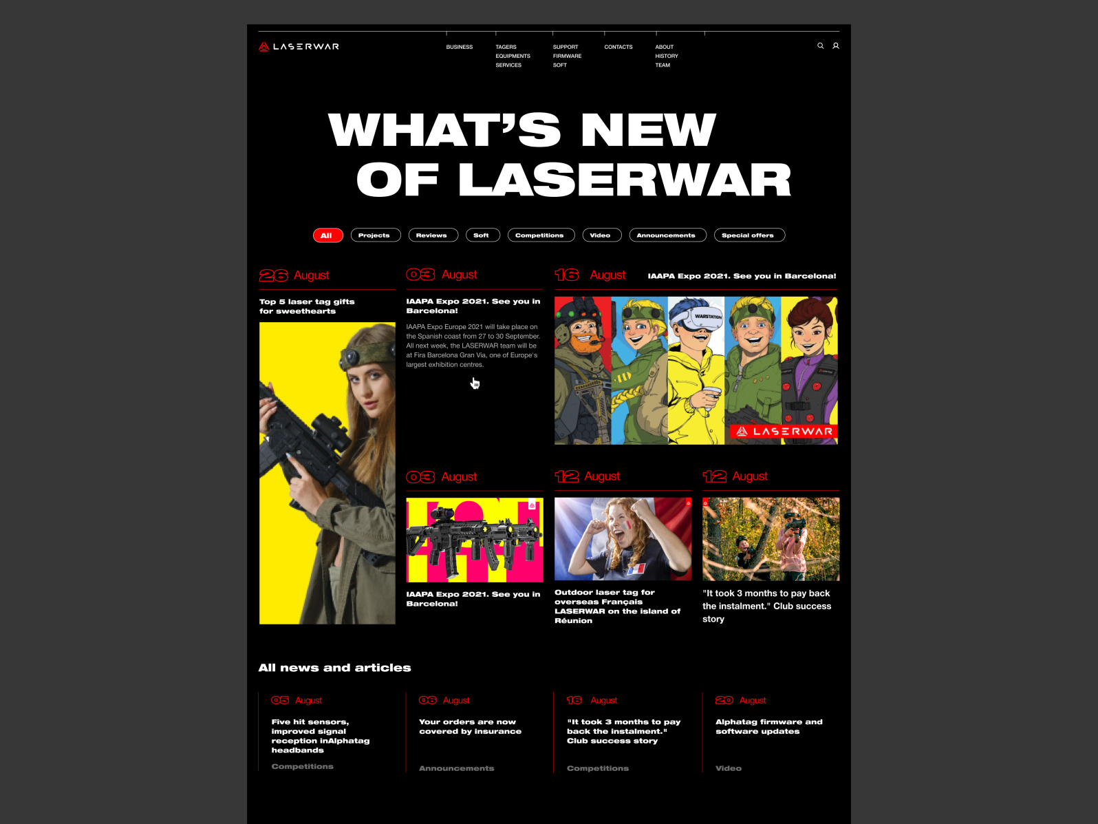 LASERWAR || Website Redesign || Blog by Serge Fomichev on Dribbble