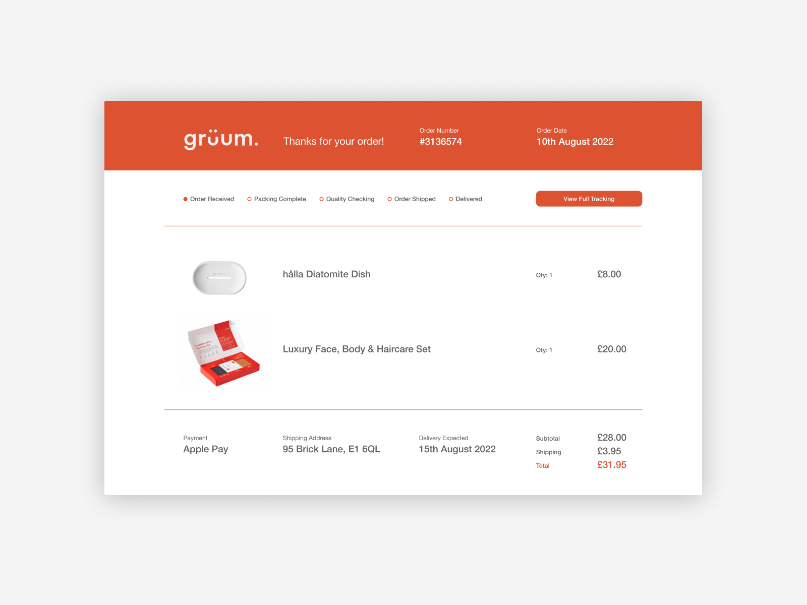 Daily UI 017 / Email Receipt by Zoe Tran on Dribbble