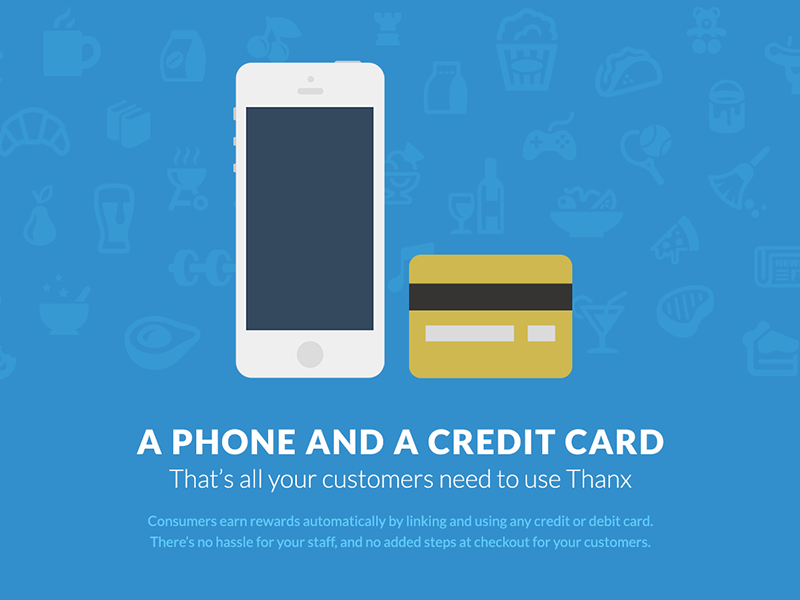 A phone and a credit card by Mark Bult for Thanx on Dribbble