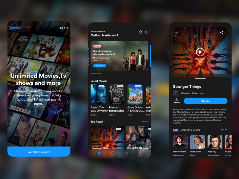 Movius app by GathanNaufarrel on Dribbble