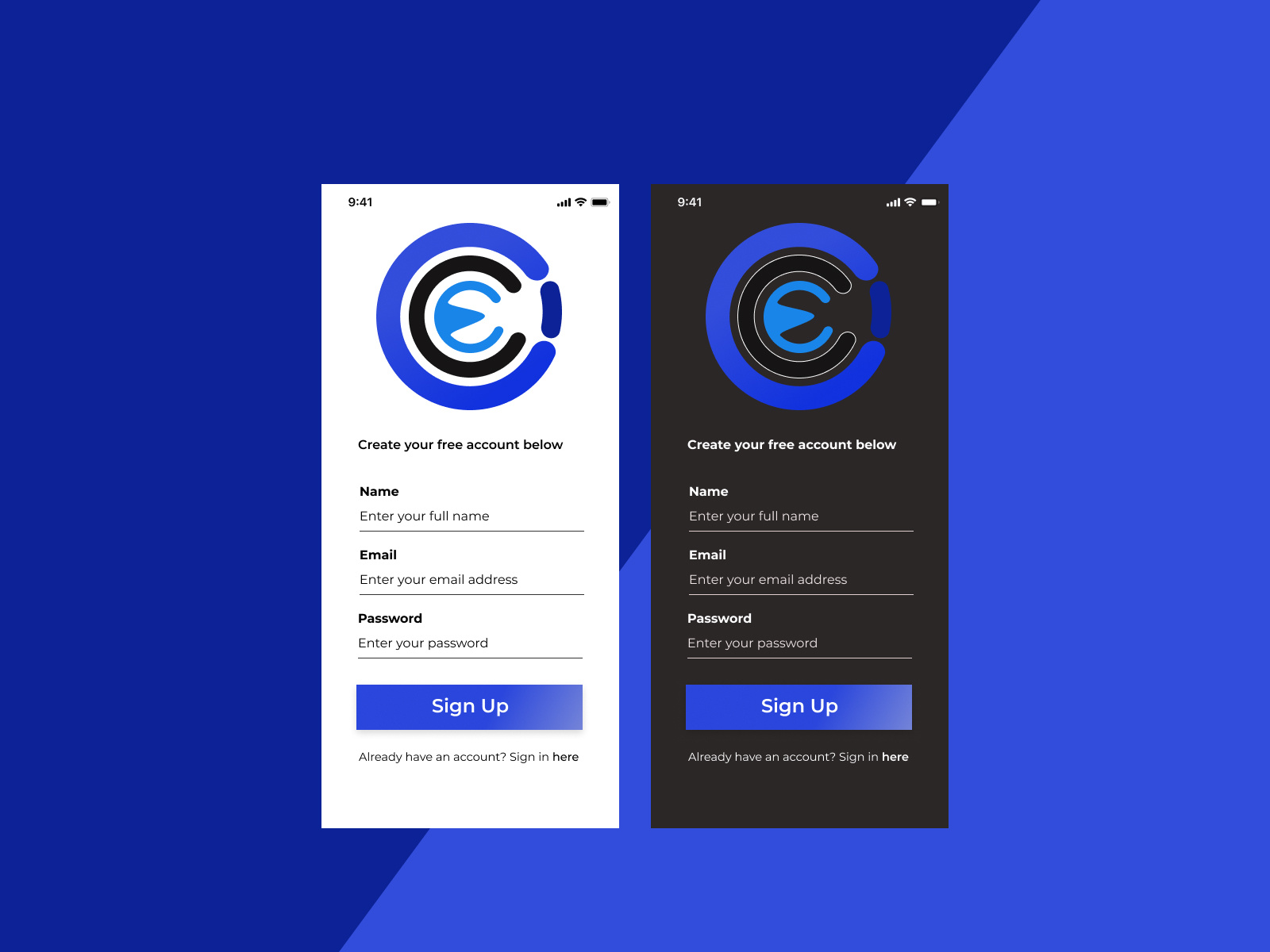 Signup page -Light mode -Dark mode by Pritesh solanki on Dribbble