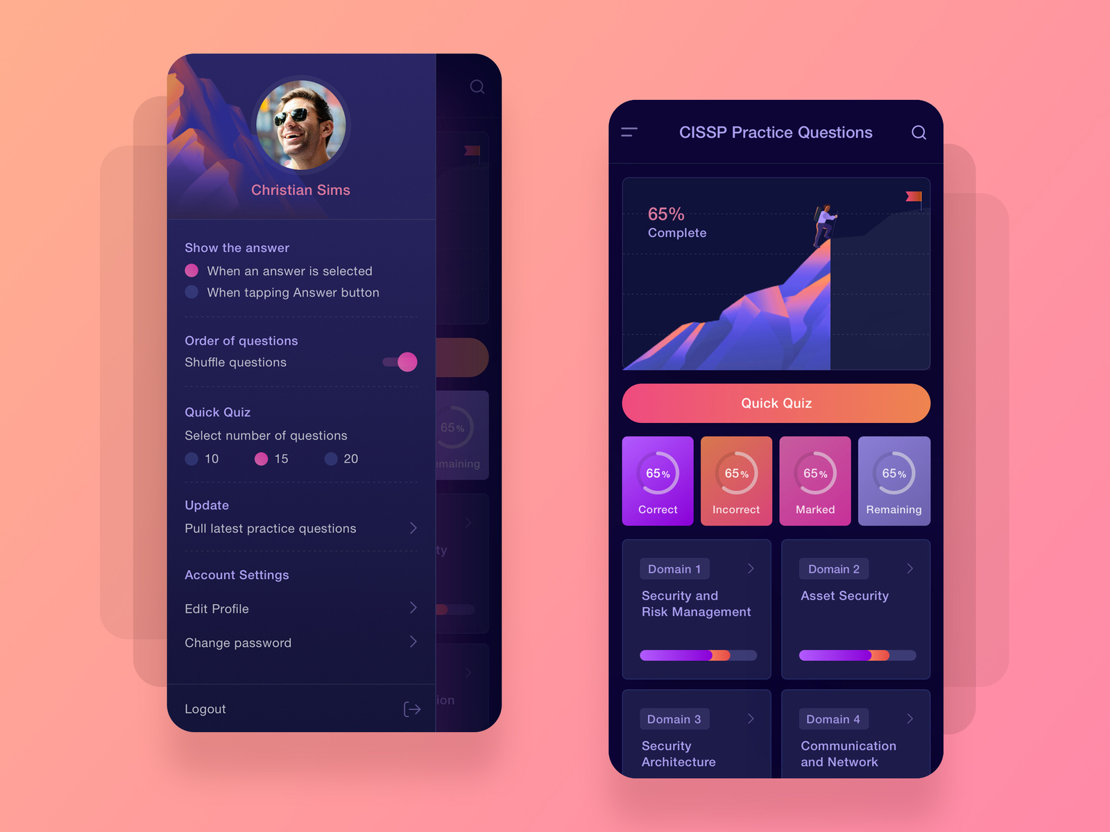 Dstcert Mobile App Dashboard & Left Nav UI by Vinod Kumar Palli on Dribbble
