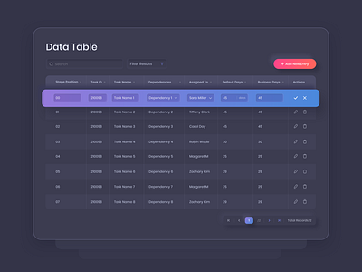 Data Table UI (Dark) by Vinod Kumar Palli on Dribbble