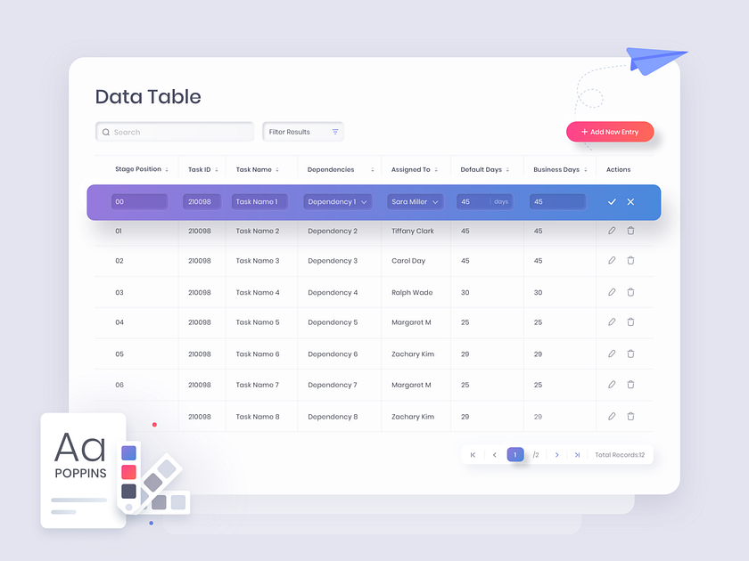 Data Table UI (Light) by Vinod Kumar Palli on Dribbble