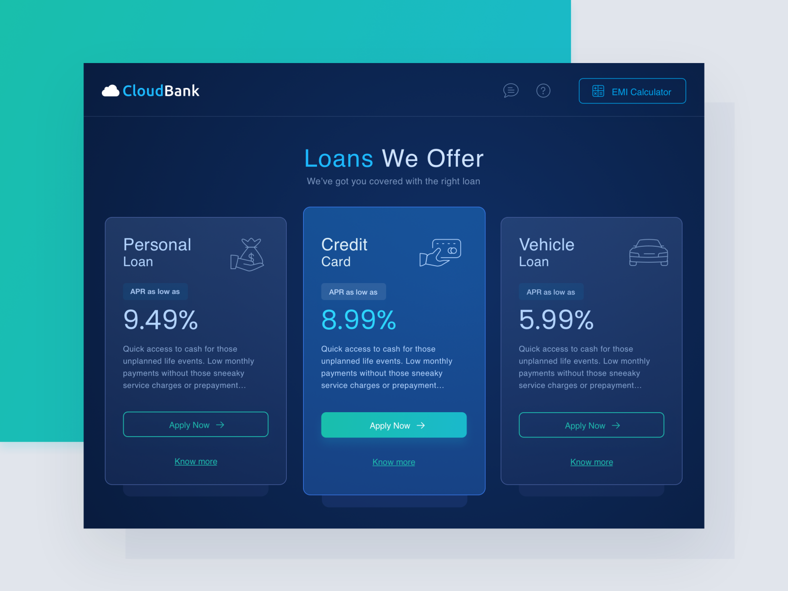 EMI Calculator UI by Vinod Kumar Palli on Dribbble