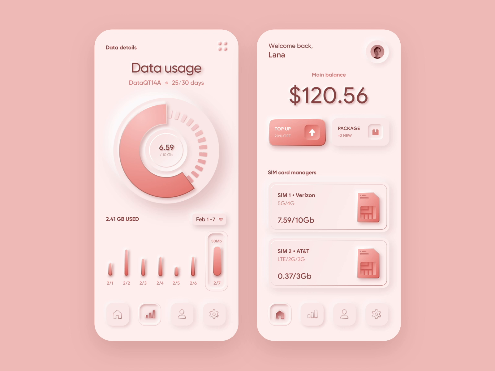 Mobile Data Management | Neumorphic Interaction Concept by Eddie Luong ...