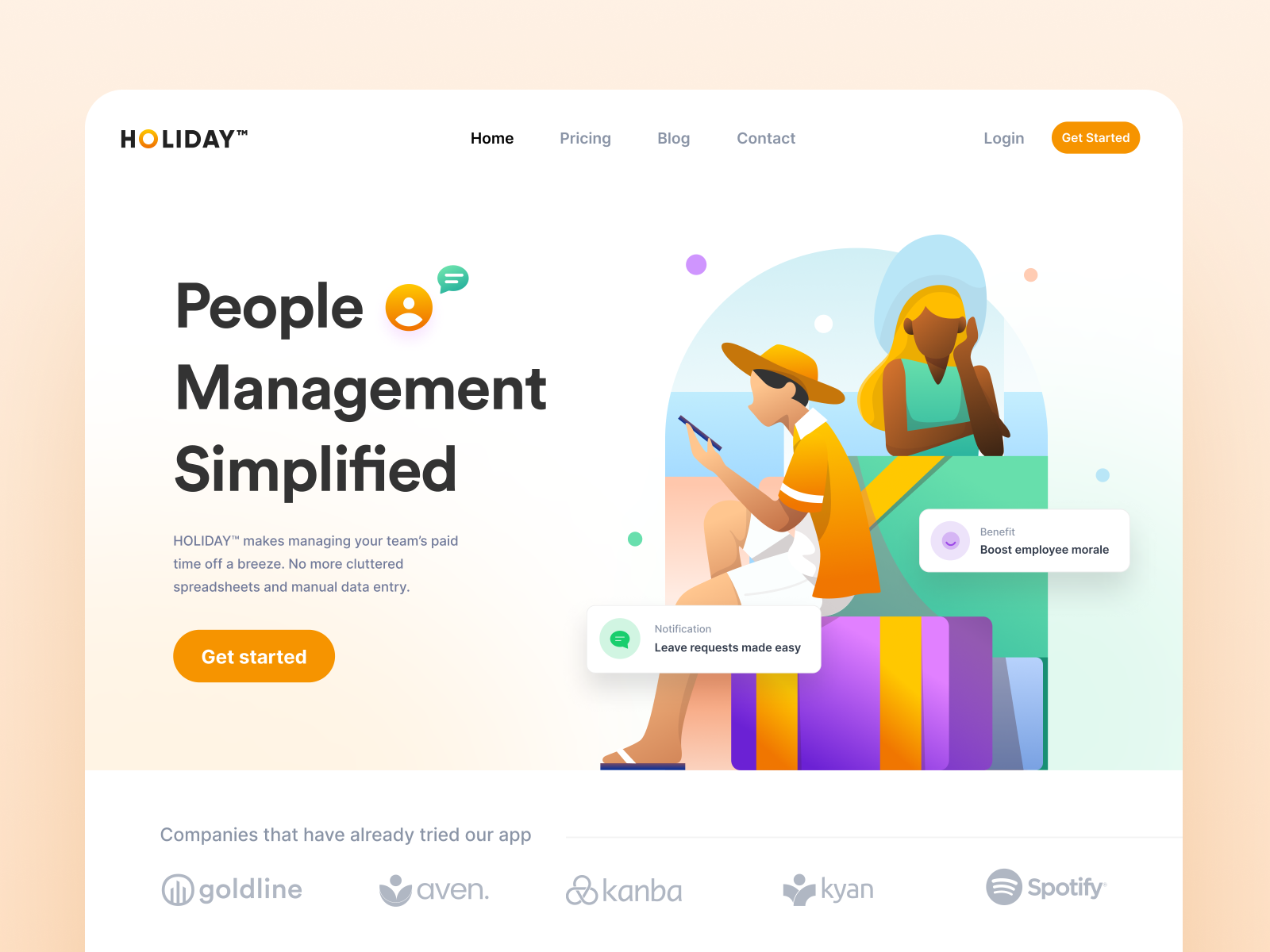 Leave management app | Landing page concept by Eddie Luong on Dribbble