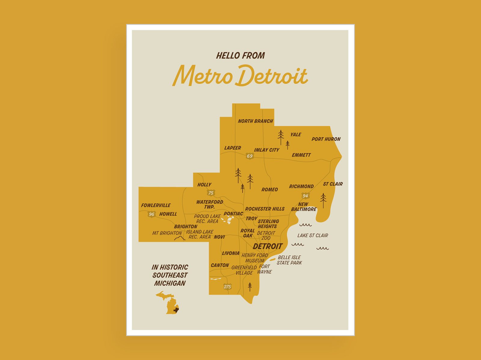 Metro Detroit Map by McKenna Bice on Dribbble