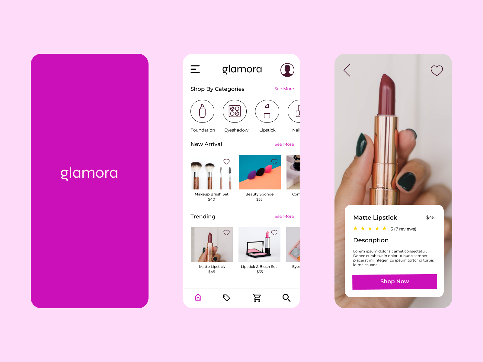 Glamora - beauty app ui by Maimuna Yeasmin on Dribbble