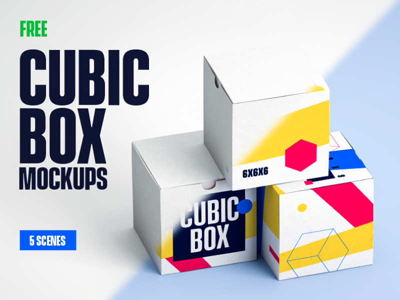 5 FREE Cubic Box Mockups by Sehban Ali Akbar on Dribbble