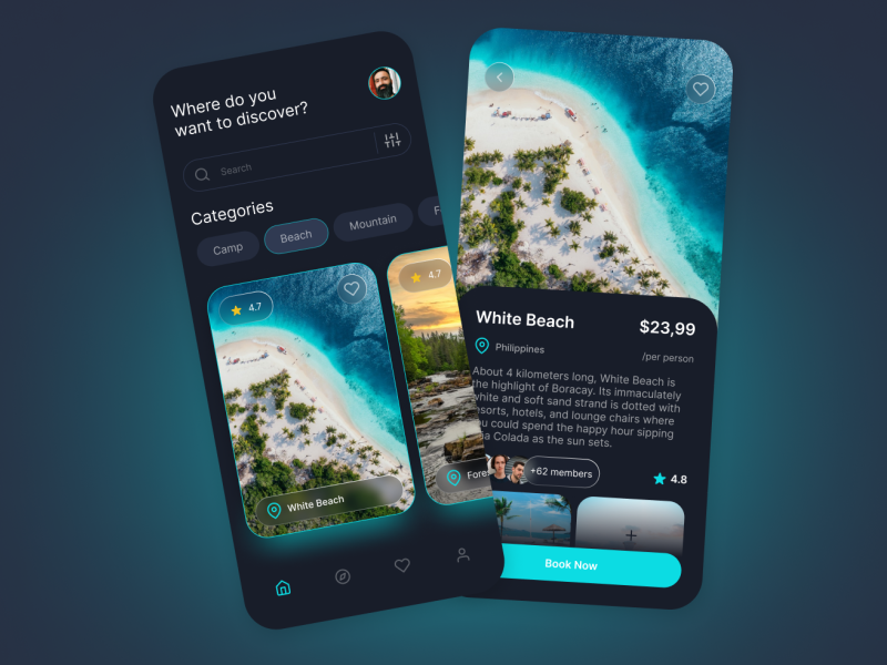 Travel App - Dark Mode by Nikola Stojanović on Dribbble