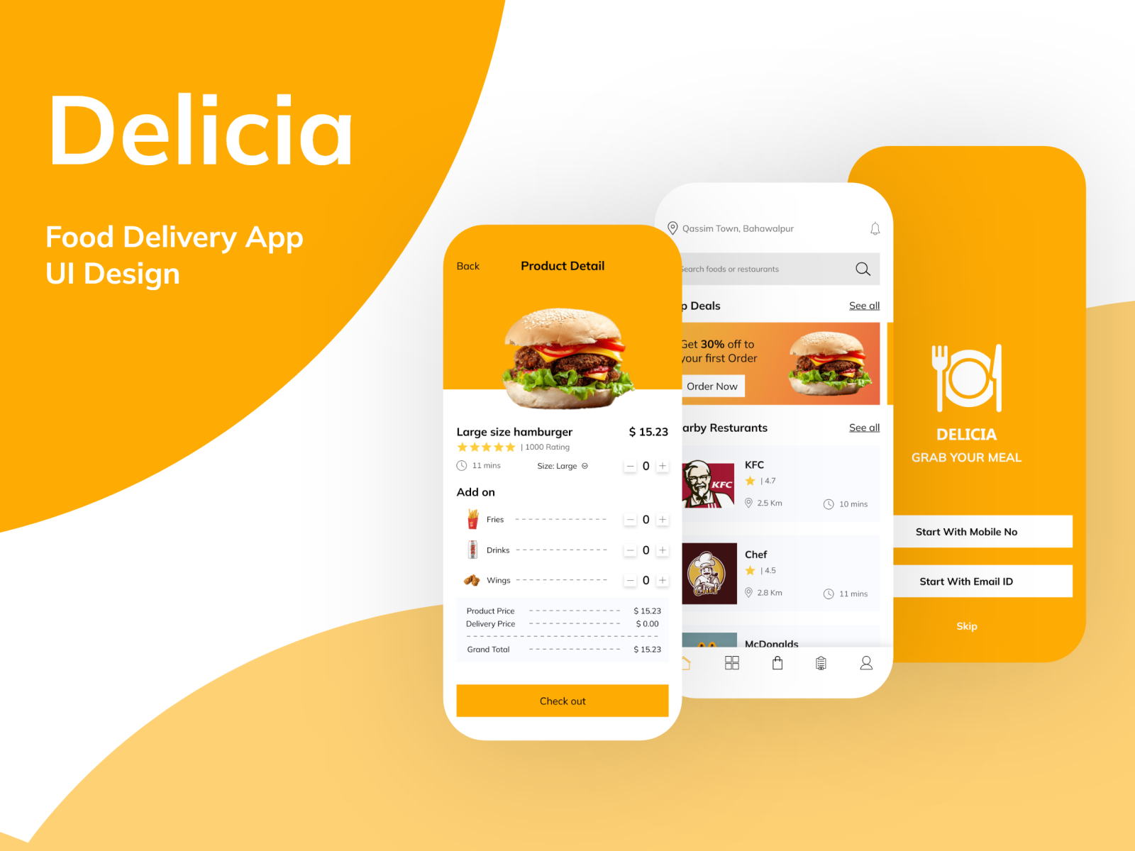 Delica - Food Delivery App UI/UX Design by Mubeen Khan on Dribbble