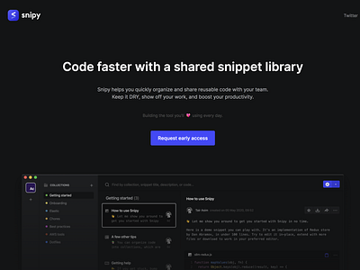 Snipy - Code Snippet Dark UI App by Liviu Anghelina - Senior Product Designer on Dribbble