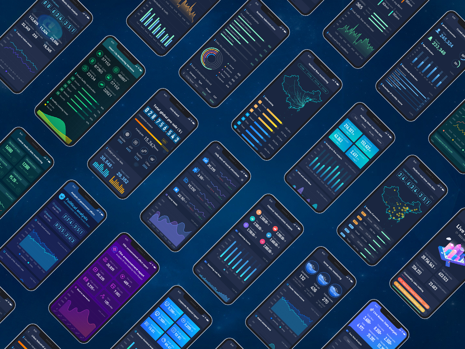 Mobile data visualization AxureRP template（dark mode） by JiangShuai on ...