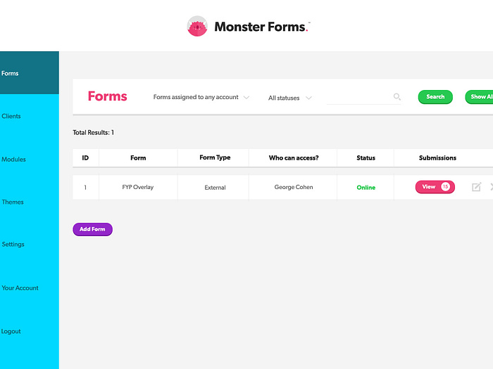 Form Submission Interface by George Cohen on Dribbble