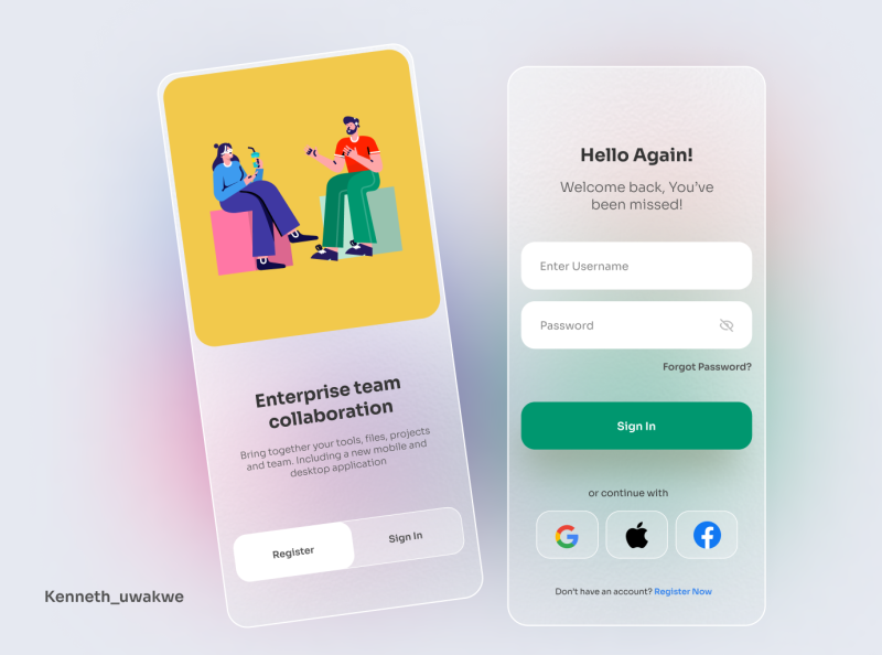 Signup/Login Page for Mobile by Kenneth Uwakwe on Dribbble