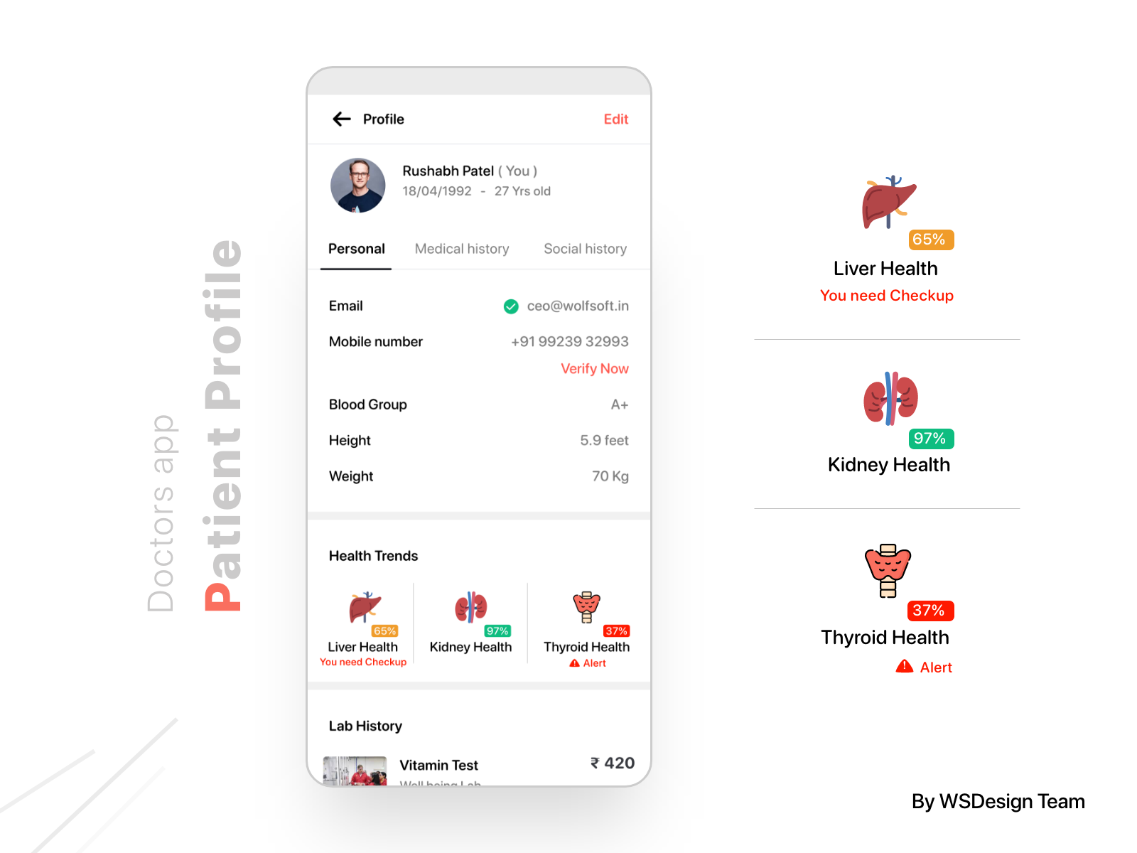 Well being patient profile by Rushabh Patel on Dribbble
