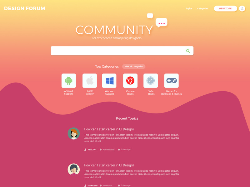 Landing Page Design for Forum by Komal on Dribbble