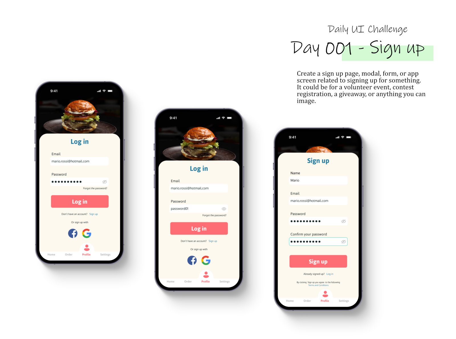 Day 001 - Sign up by Fabiana on Dribbble