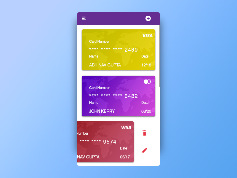 Save your cards by Abhinav Gupta on Dribbble