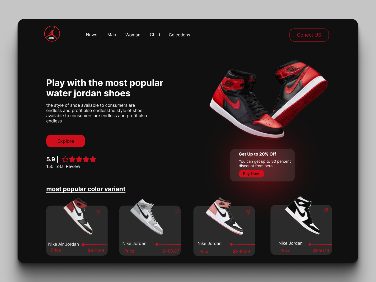 Landing Page Air Jordan by Ketut Arianto on Dribbble