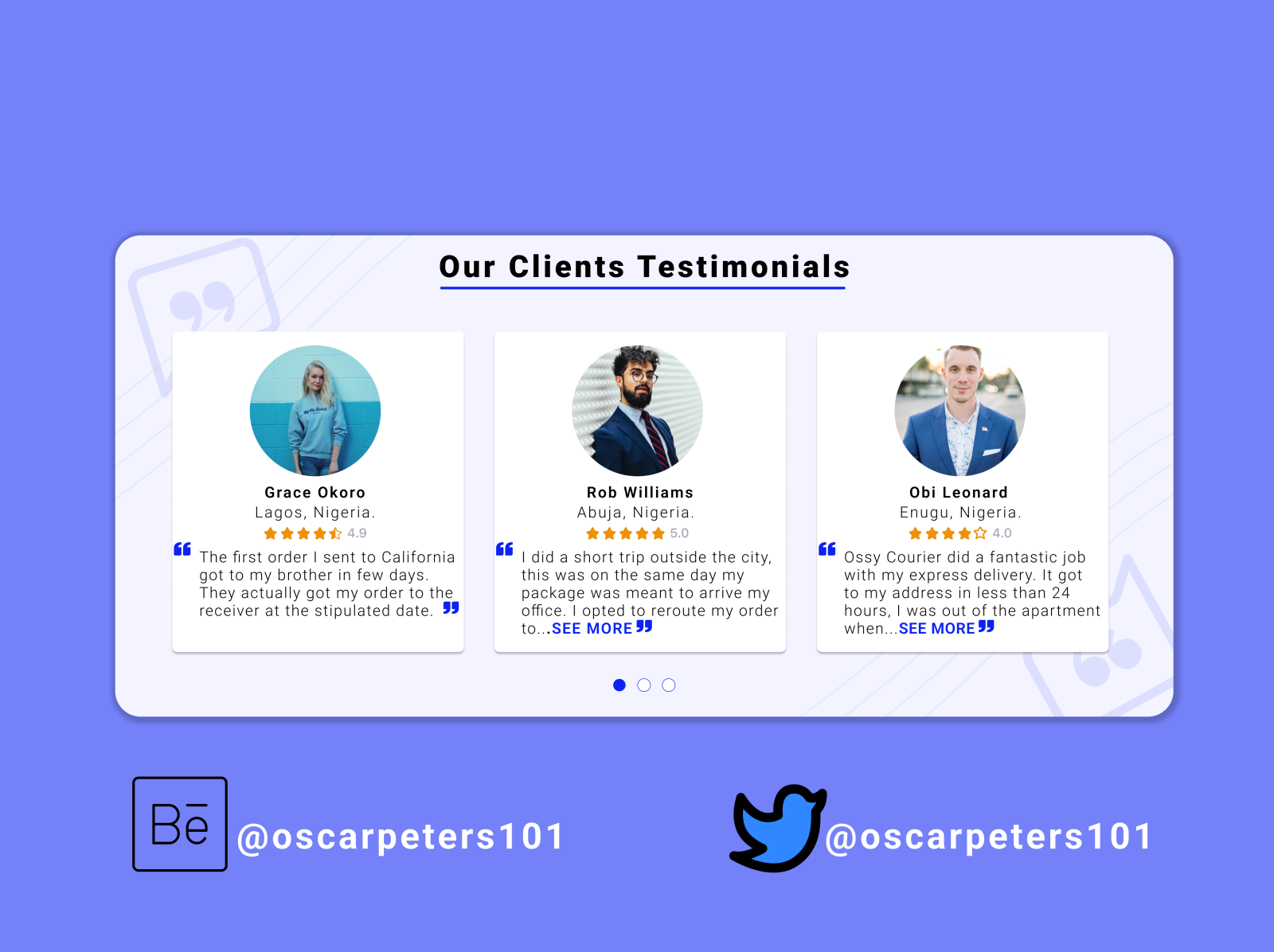 Testimonials by Oscar Peters on Dribbble