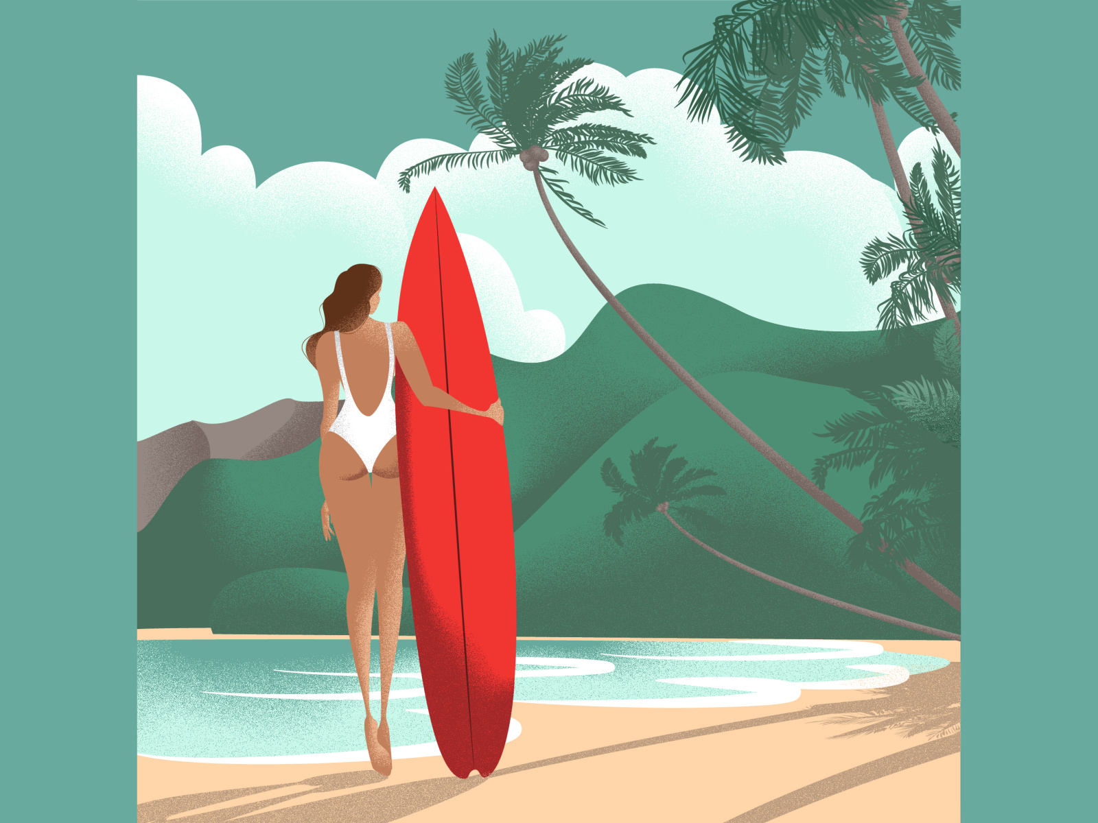 Girl on the beach by Hanna Telegina on Dribbble