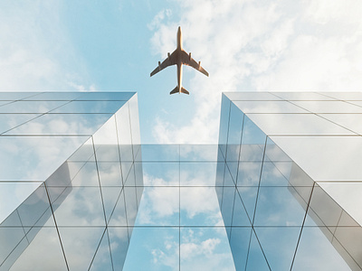 Plane over building by Hanna Telegina on Dribbble