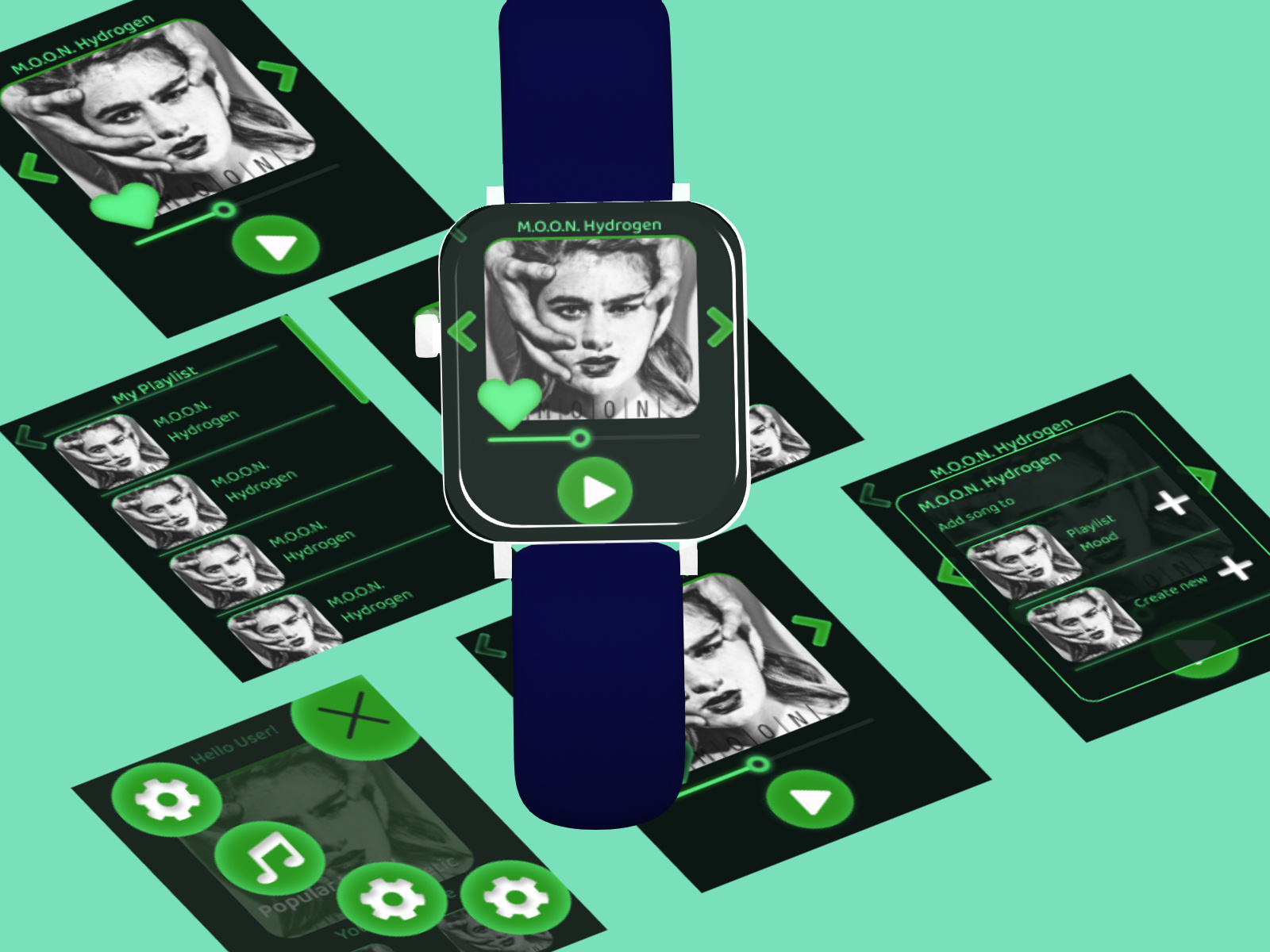 Daily UI #9 Smartwatch music player by Kacper Borowiec on Dribbble