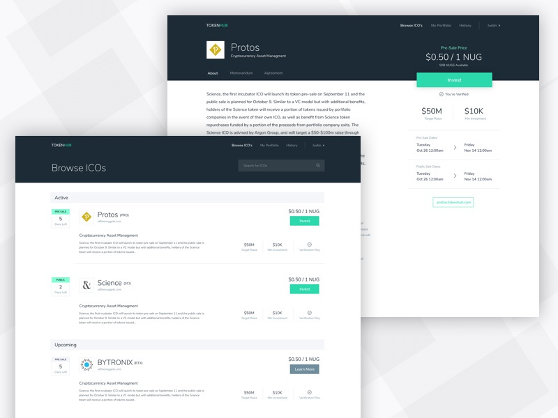 TokenHub - Dashboard + ICO Profile by Stone Table on Dribbble