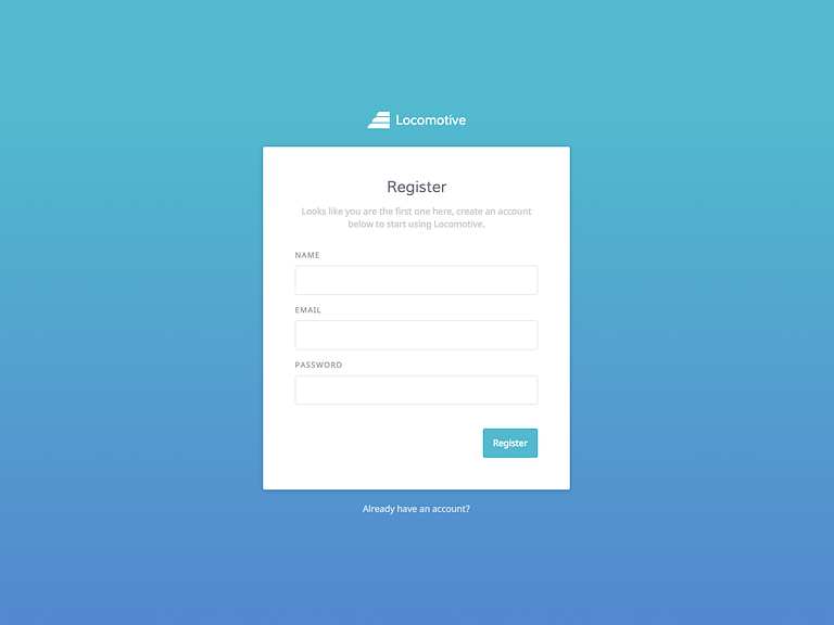 LocomotiveCMS register page by Nielsen Ramon on Dribbble