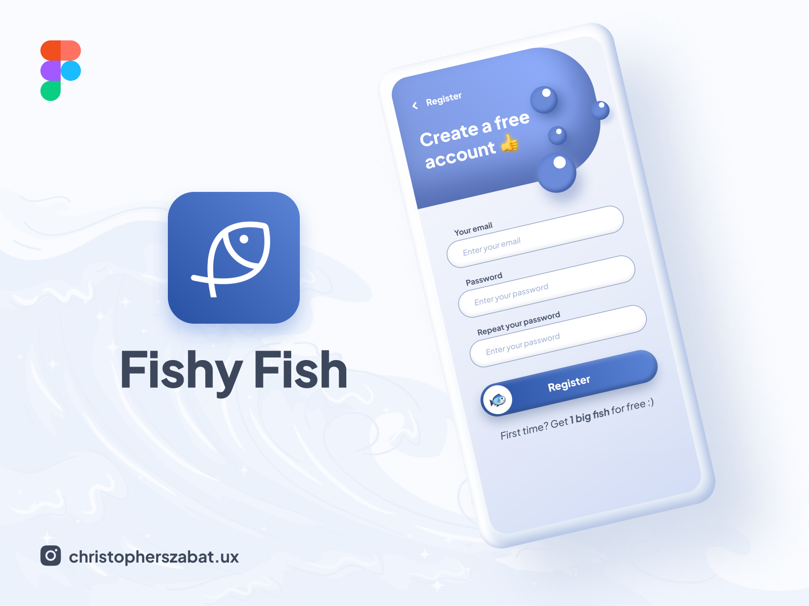 Fishy Fish App, registration form, daily by Christopher Szabat on Dribbble