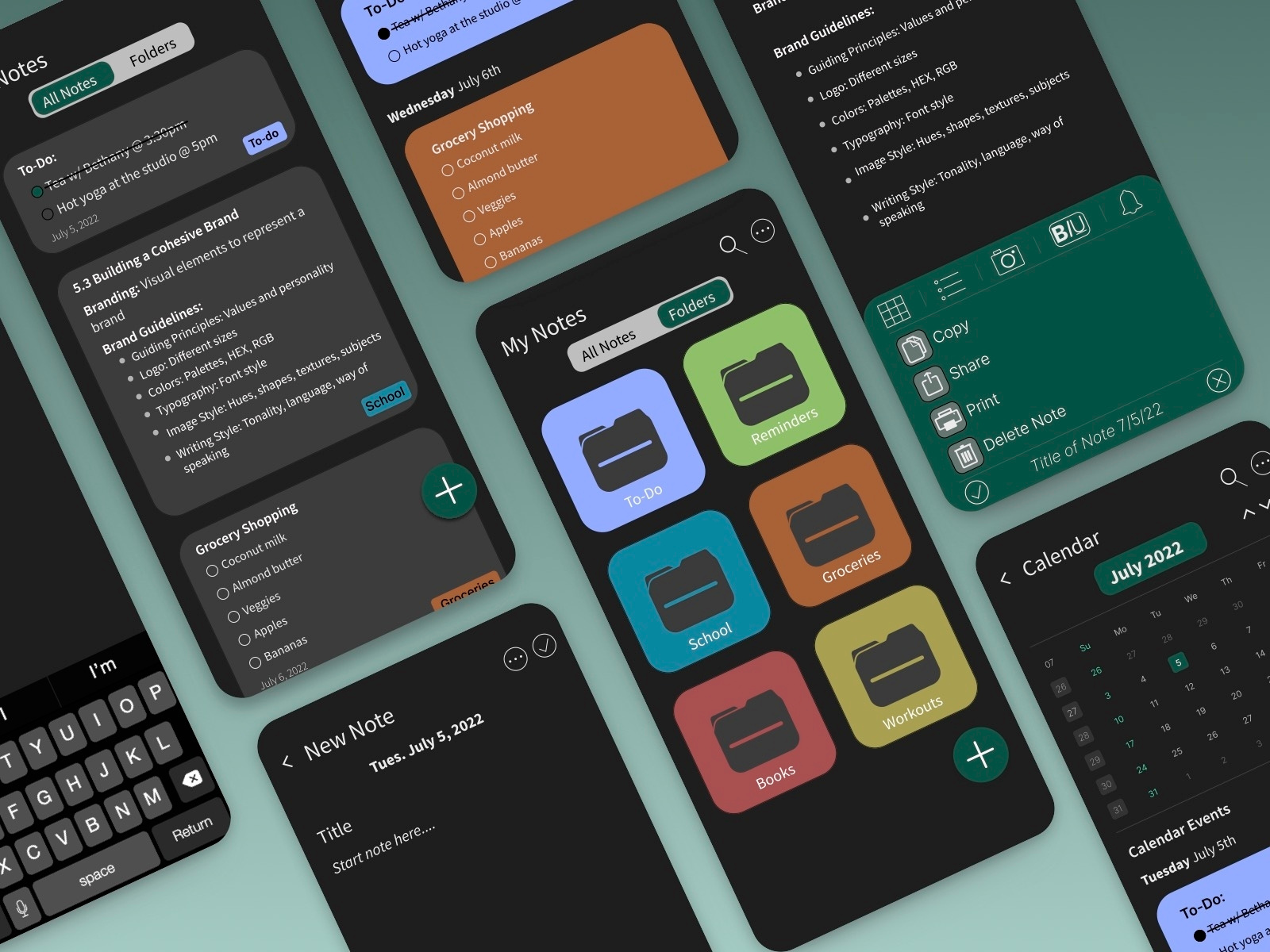 Mobile Note Taking App - Dark mode by Elsie Aviles on Dribbble