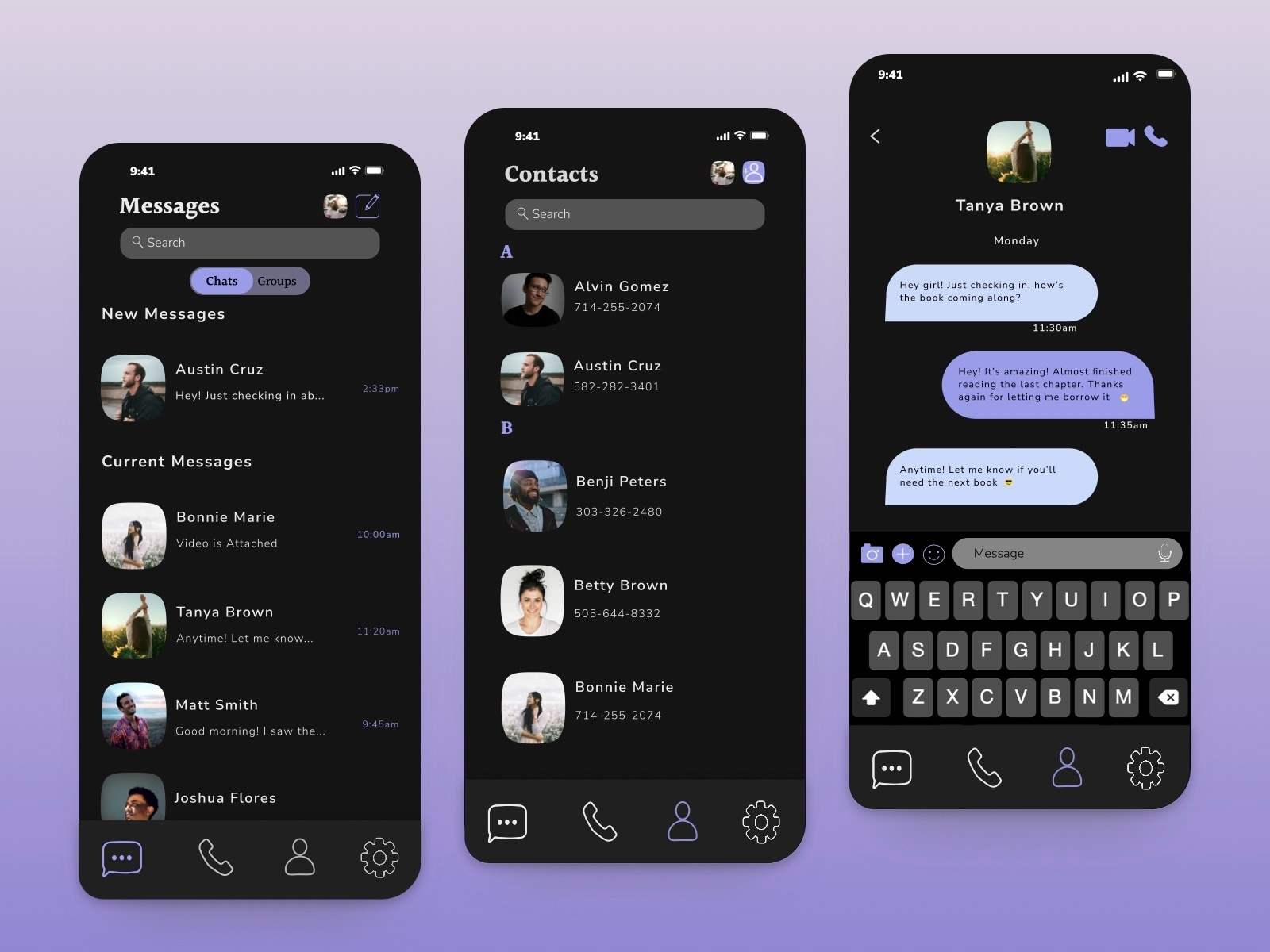 Messenger App Screens by Elsie Aviles on Dribbble