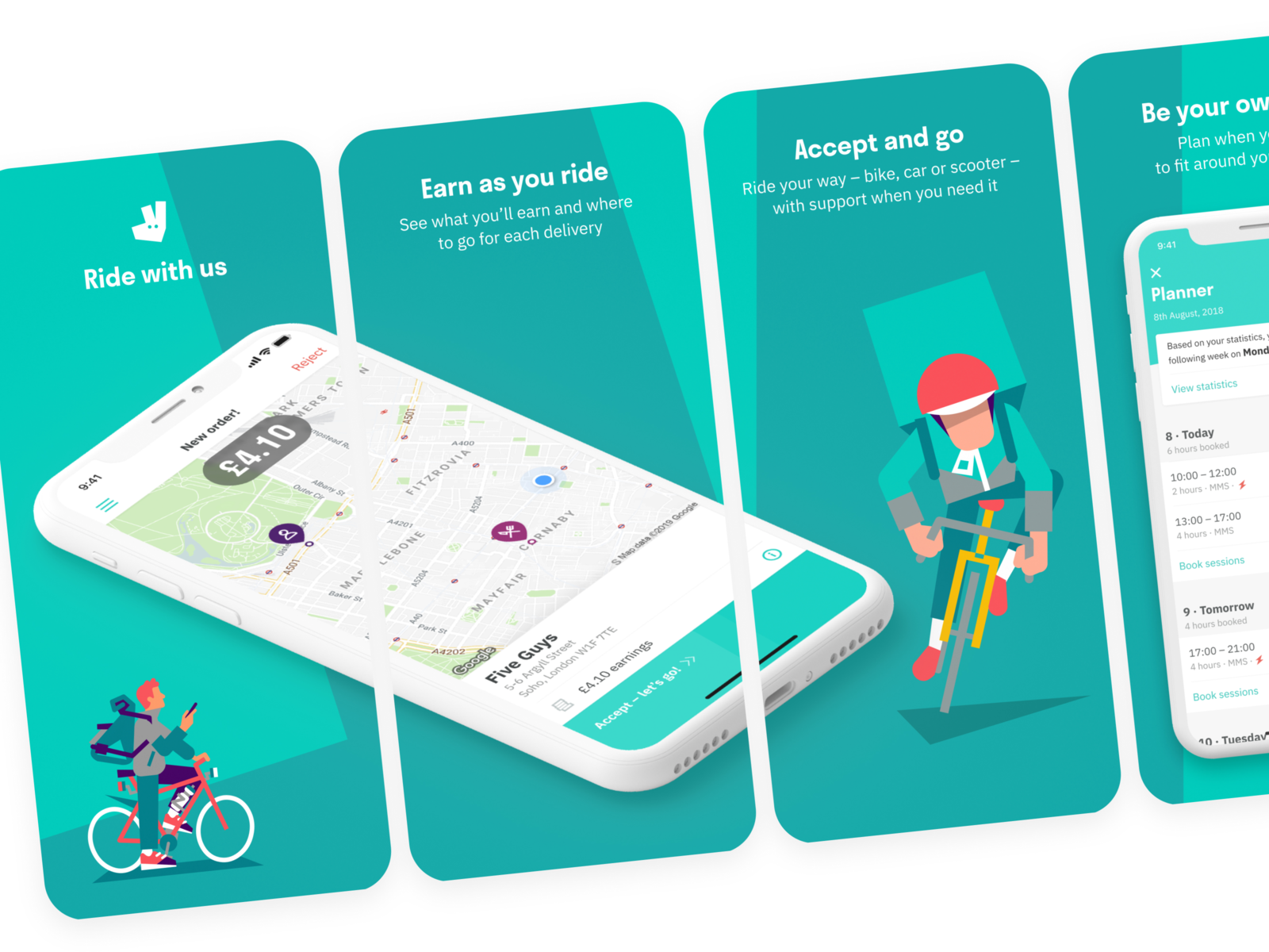Deliveroo Rider App Screenshots by Christine Røde for Deliveroo on Dribbble